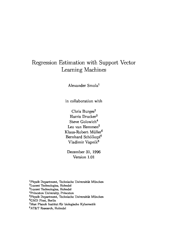 (PDF) Regression Estimation with Support Vector Learning Machines