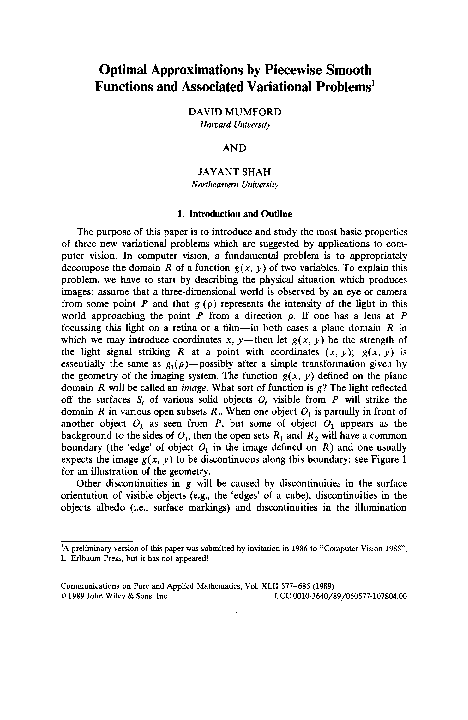 Pdf Optimal Approximations By Piecewise Smooth Functions And Associated Variational Problems 9156