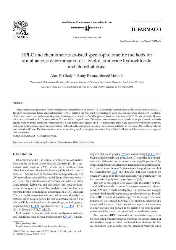 Pdf Hplc And Chemometric Assisted Spectrophotometric Methods For Simultaneous Determination Of