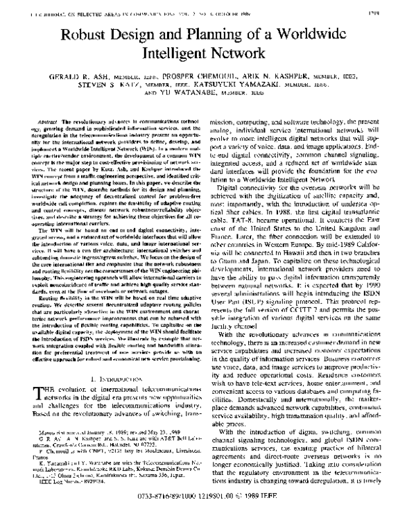 (PDF) Robust design and planning of a worldwide intelligent network