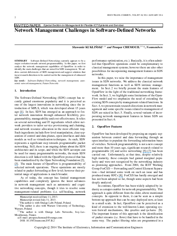 (PDF) Network Management Challenges in Software-Defined Networks
