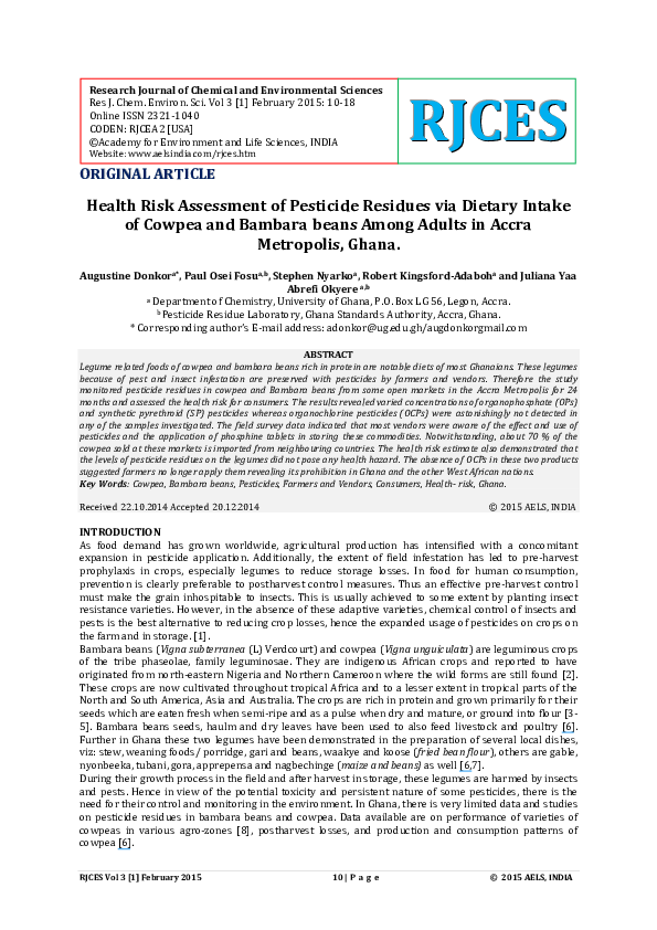 PDF Health Risk Assessment Of Pesticide Residues Via Dietary Intake pdf-health-risk-assessment-of-pesticide-residues-via-dietary-intake