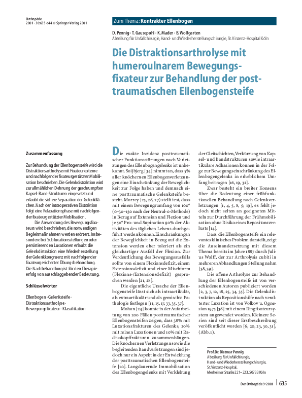 (PDF) Distraction arthroplasty in posttraumatic elbow stiffness with a ...