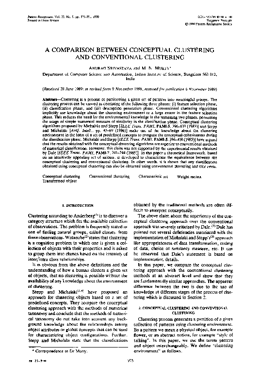 Pdf A Comparison Between Conceptual Clustering And Conventional Clustering Anurag Srivastava