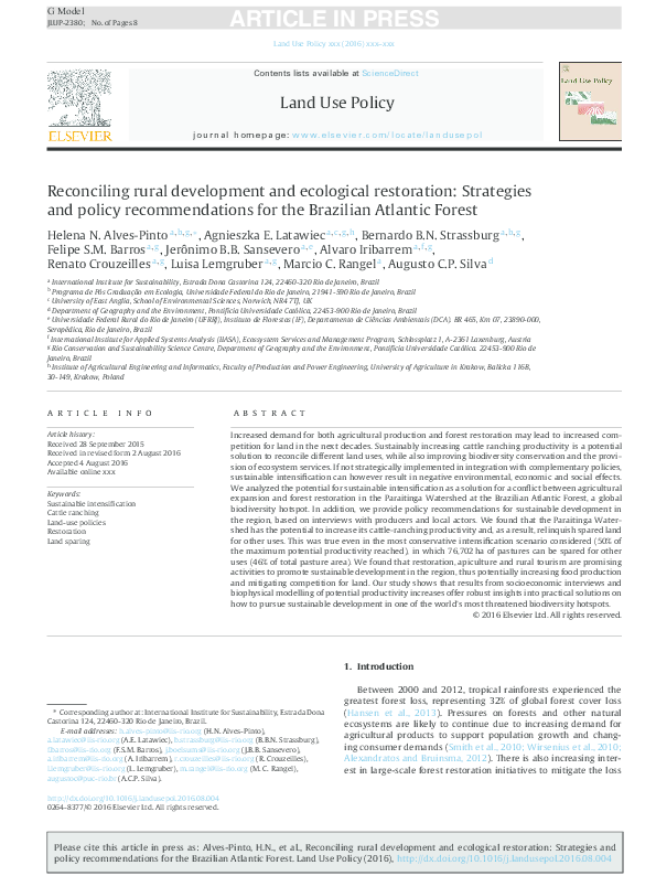 (PDF) Reconciling rural development and ecological restoration ...