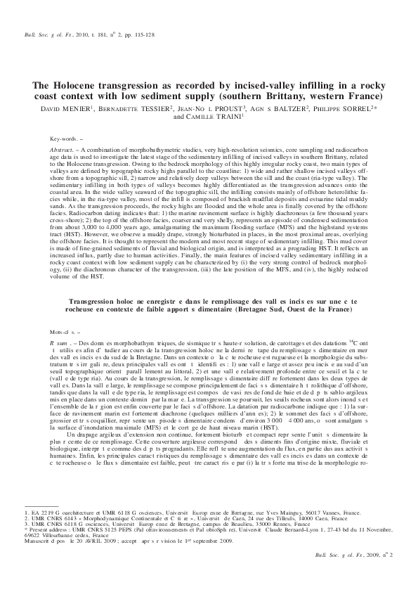 (PDF) The Holocene transgression as recorded by incised-valley ...