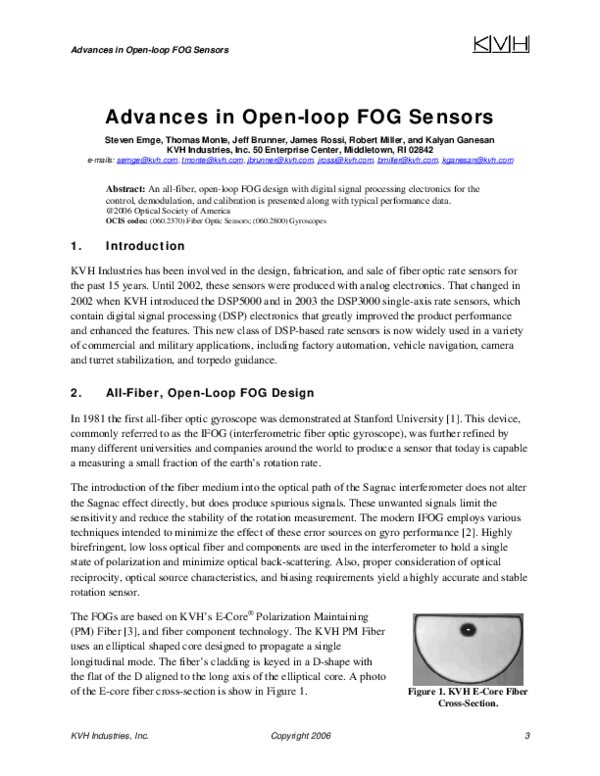 (PDF) Advances in Open-loop FOG Sensors