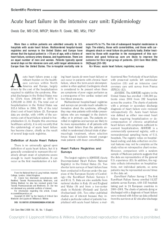 (PDF) Acute heart failure in the intensive care unit: Epidemiology