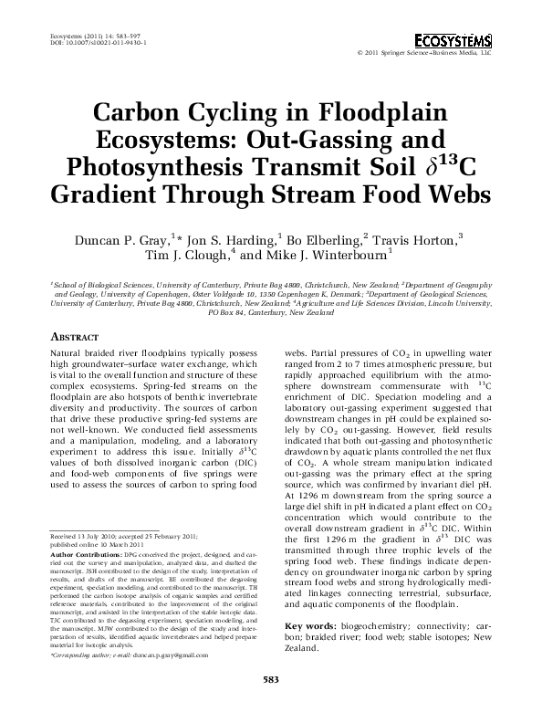 (PDF) Carbon Cycling in Floodplain Ecosystems: Out-Gassing and ...