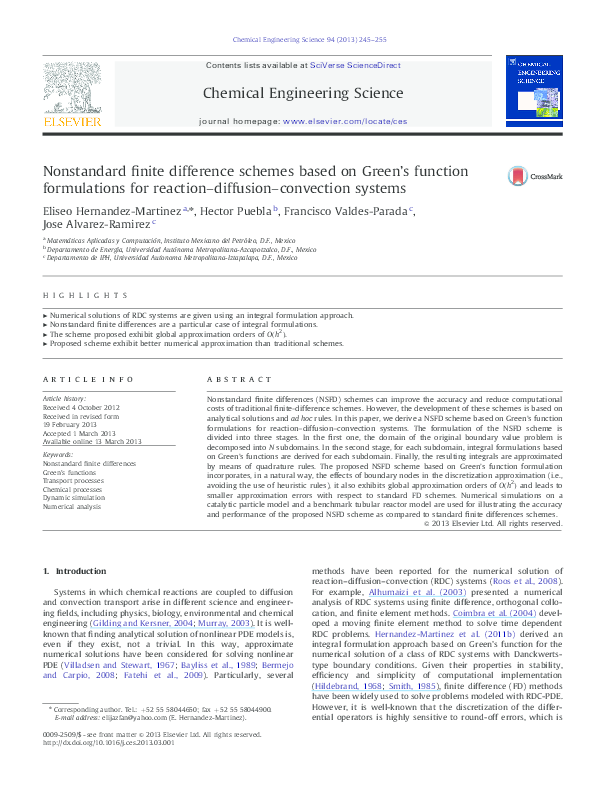 Pdf Nonstandard Finite Difference Schemes Based On Greens Function Formulations For Reaction 
