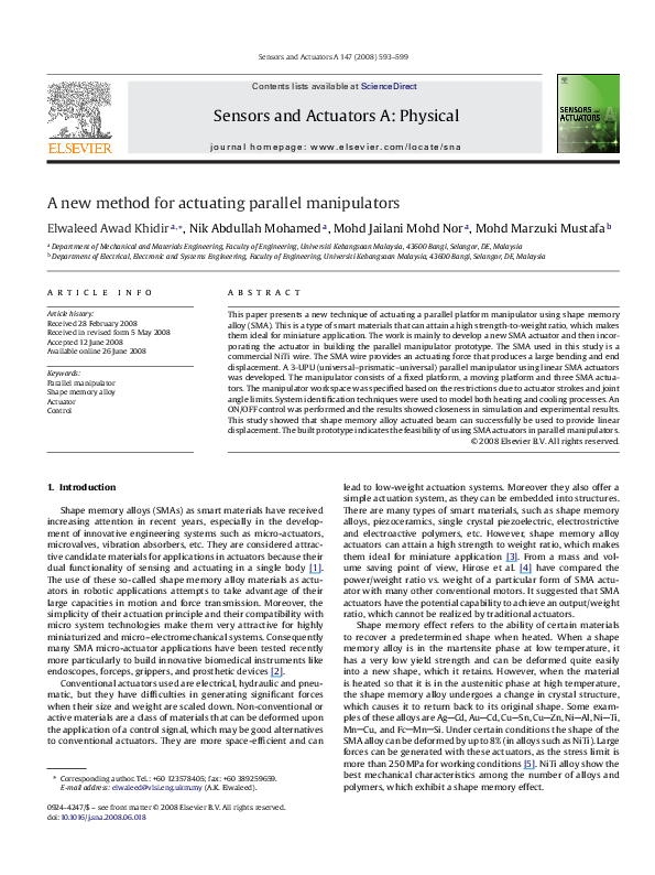 (PDF) A new method for actuating parallel manipulators