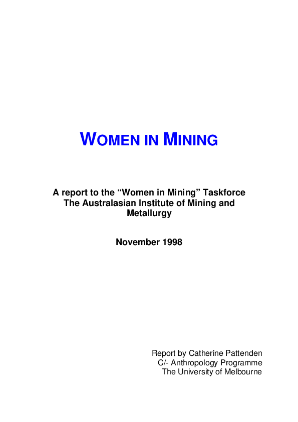 (PDF) WOMEN IN MINING A report to the " Women in Mining " Taskforce The ...