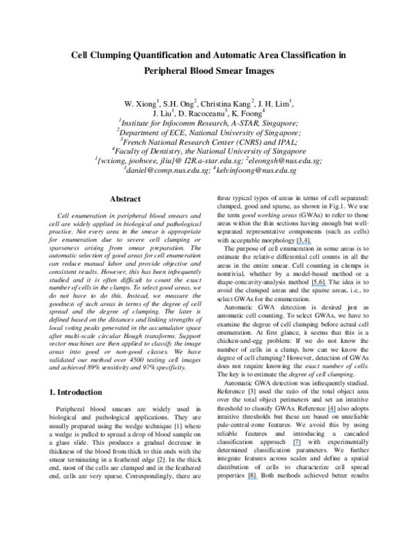 (PDF) Cell Clumping Quantification and Automatic Area Classification in ...