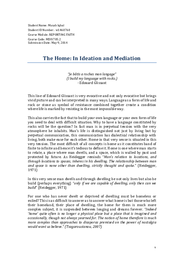 (PDF) The Home in Ideation and Mediation