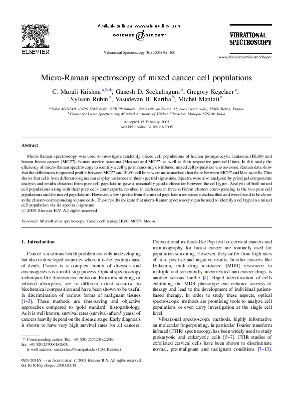 (PDF) Micro-Raman spectroscopy of mixed cancer cell populations ...