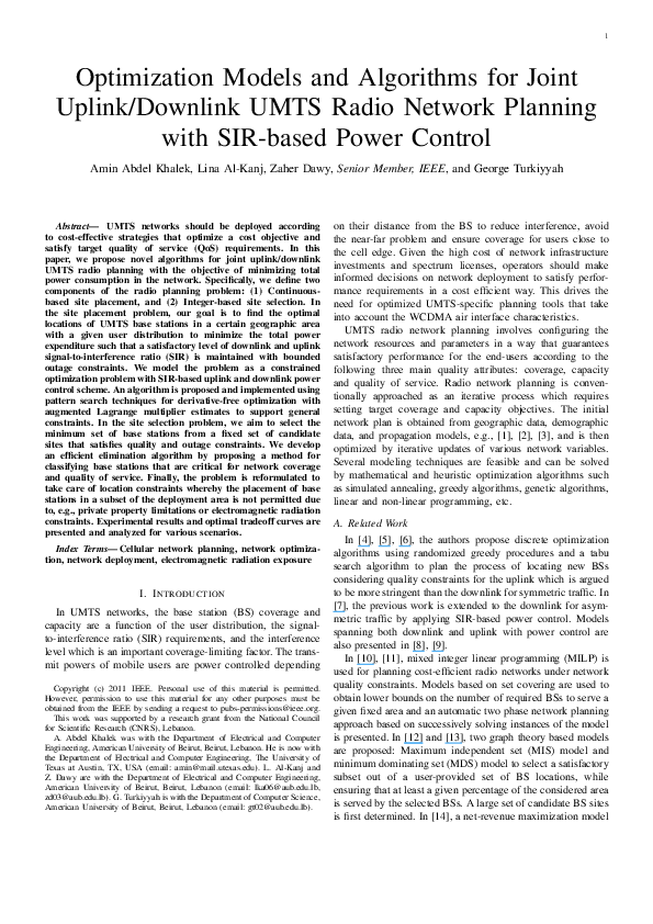 (PDF) Optimization Models and Algorithms for Joint Uplink/Downlink UMTS Radio Network Planning ...