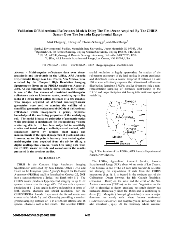 Pdf Validation Of Bidirectional Reflectance Models Using The First