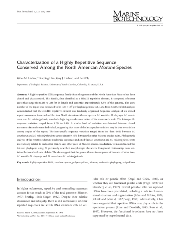 (PDF) Characterization of a highly repetitive sequence DNA family in rat