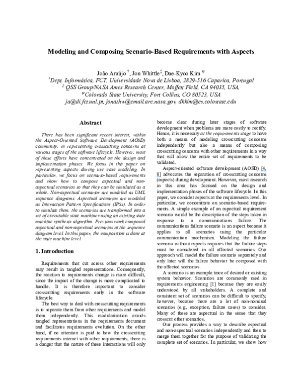 (PDF) Modeling and Composing Scenario-Based Requirements with Aspects