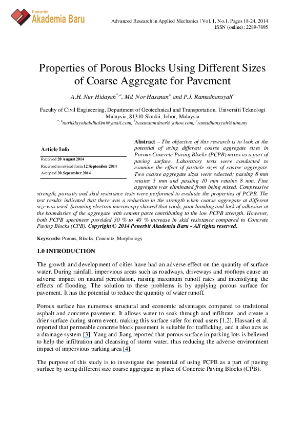 (PDF) Properties of Porous Blocks Using Different Sizes of Coarse ...