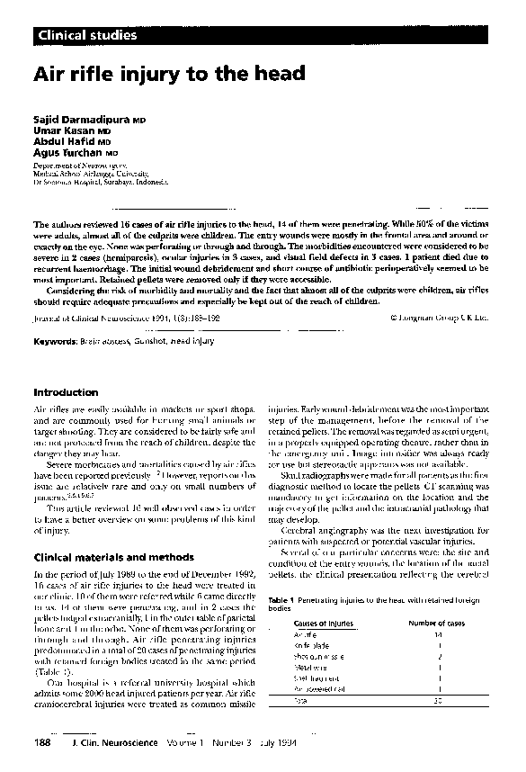 (PDF) Air rifle injury to the head
