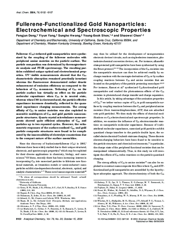 (PDF) Fullerene-Functionalized Gold Nanoparticles. A Self-Assembled Photoactive Antenna-Metal ...