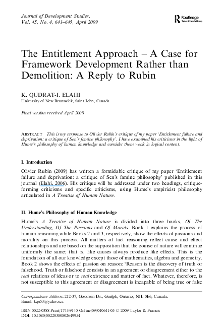 (PDF) The Entitlement Approach – A Case for Framework Development ...