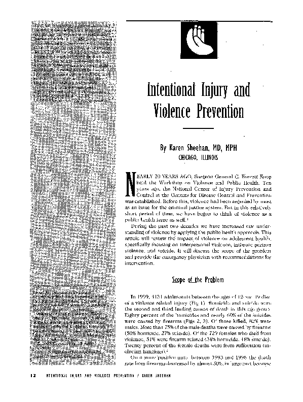 (PDF) Intentional injury and violence prevention