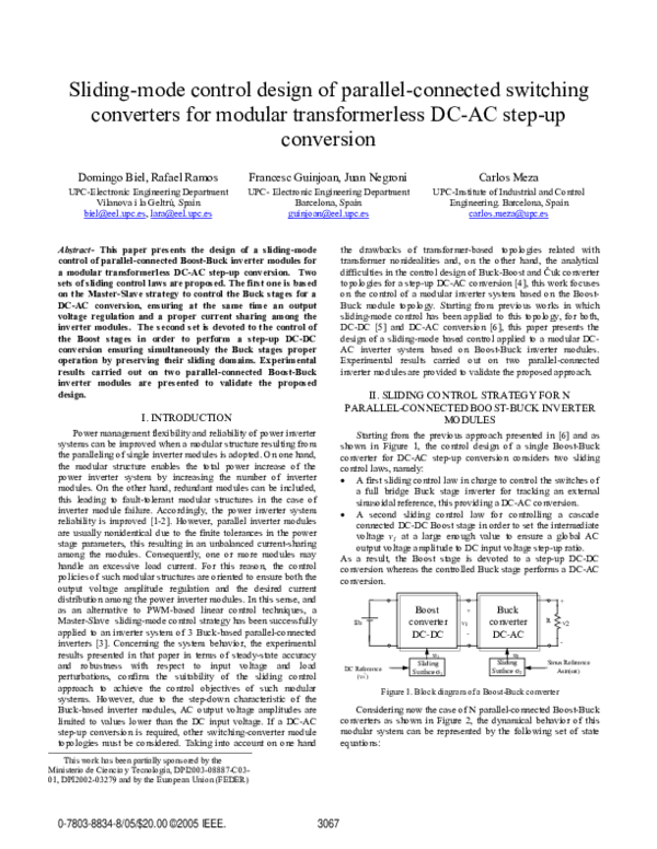 (PDF) Sliding-mode control design of parallel-connected switching converters for modular ...