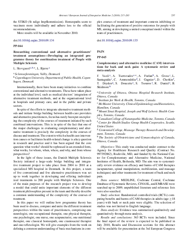(PDF) Complementary and alternative medicine (CAM) interventions for back and neck pain: A ...