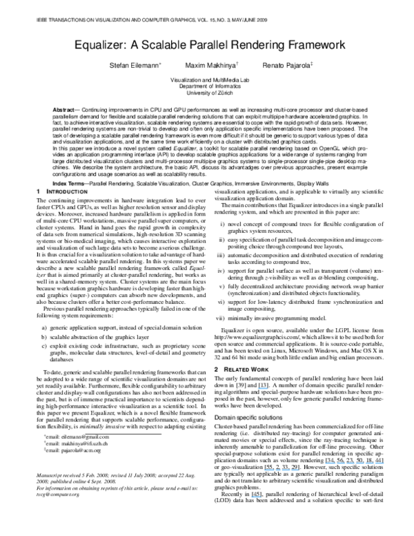 (PDF) Equalizer: a scalable parallel rendering framework