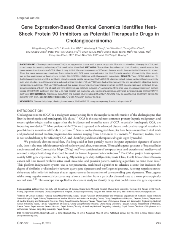 (PDF) Gene expression-based chemical genomics identifies heat-shock protein 90 inhibitors as ...