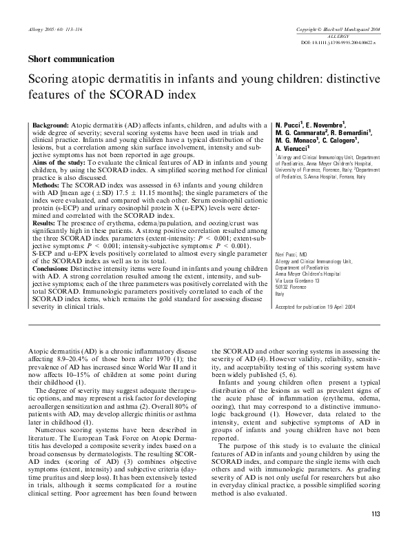 (PDF) Scoring atopic dermatitis in infants and young children ...