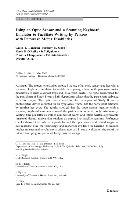 (PDF) Using an Optic Sensor and a Scanning Keyboard Emulator to ...