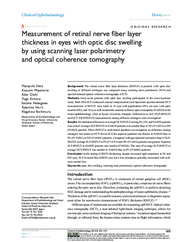 (PDF) Measurement of retinal nerve fiber layer thickness in normal and ...