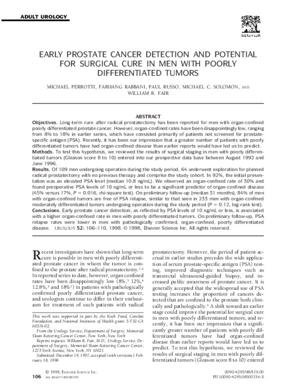 (PDF) Early prostate cancer detection and potential for surgical cure ...