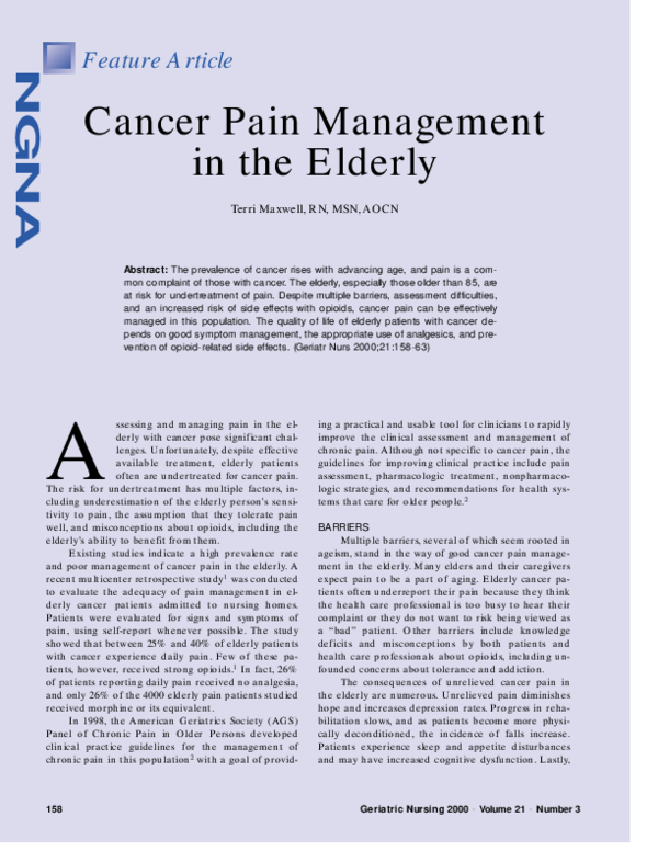 (PDF) Cancer pain management in the elderly