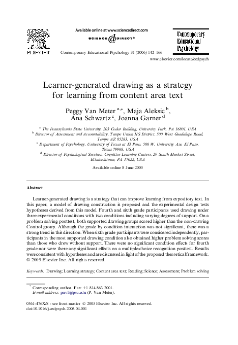 (PDF) Learner-generated drawing as a strategy for learning from content ...