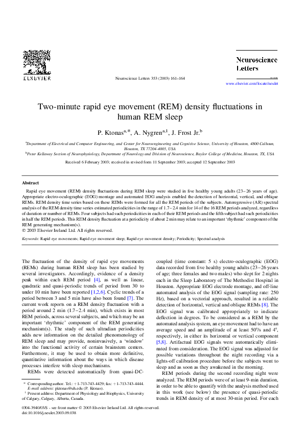 (PDF) Two-minute rapid eye movement (REM) density fluctuations in human ...