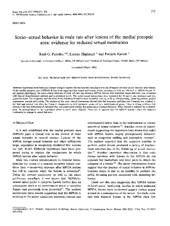 (PDF) Socio-sexual behavior in male rats after lesions of the medial ...