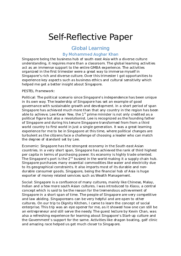 (DOC) Self-Reflective Paper Global Learning