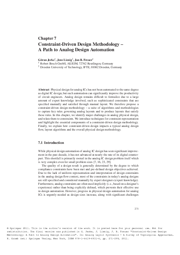 Pdf Constraint Driven Design Methodology A Path To Analog Design Automation 5779
