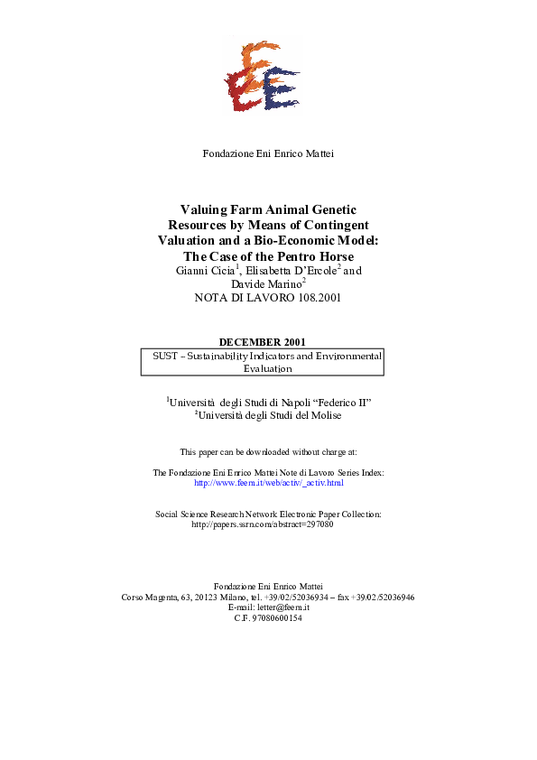 (PDF) Valuing Farm Animal Genetic Resources by Means of Contingent ...