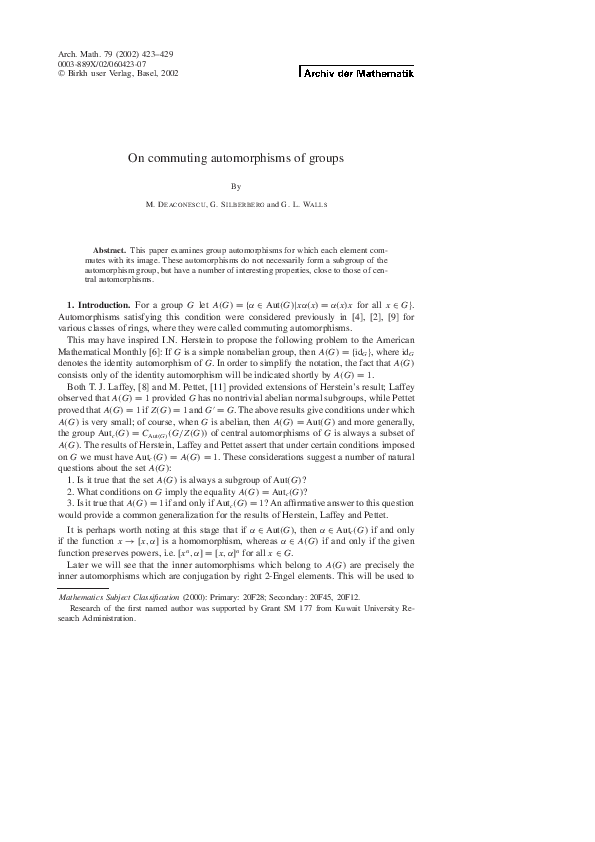 Pdf On Commuting Automorphisms Of Groups
