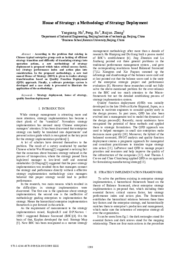 (PDF) House of Strategy: a methodology of strategy deployment