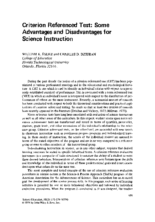 PDF Criterion Referenced Test Some Advantages And Disadvantages For pdf-criterion-referenced-test-some-advantages-and-disadvantages-for