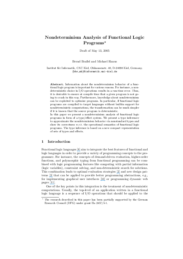 Pdf Nondeterminism Analysis Of Functional Logic Programs 