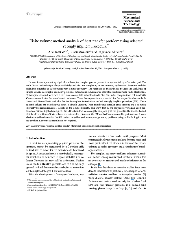 Pdf Finite Volume Method Analysis Of Heat Transfer Problem Using