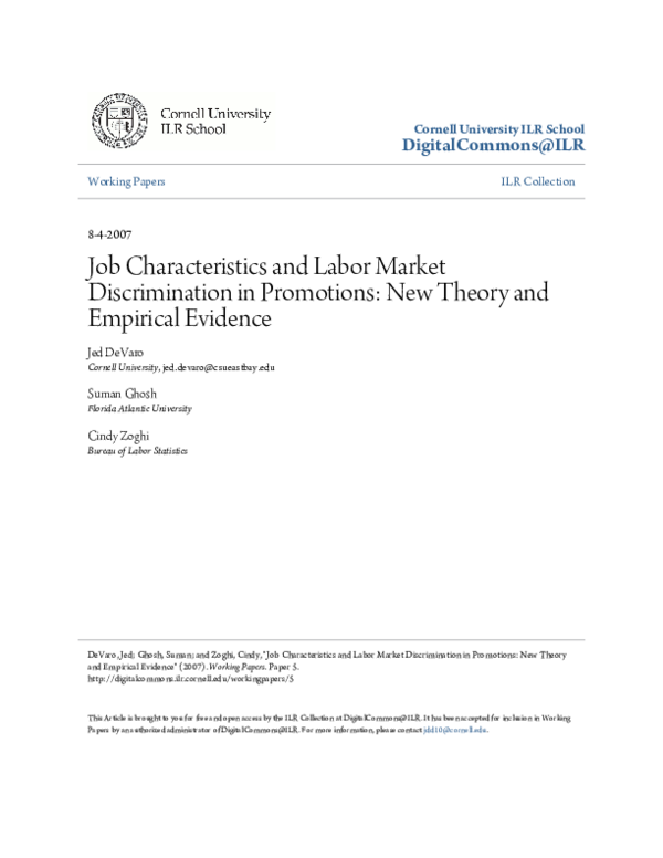 (PDF) Job Characteristics and Labor Market Discrimination in Promotions ...