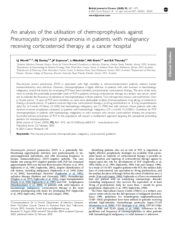 (PDF) Twice-weekly dapsone for primary prophylaxis against Pneumocystis ...